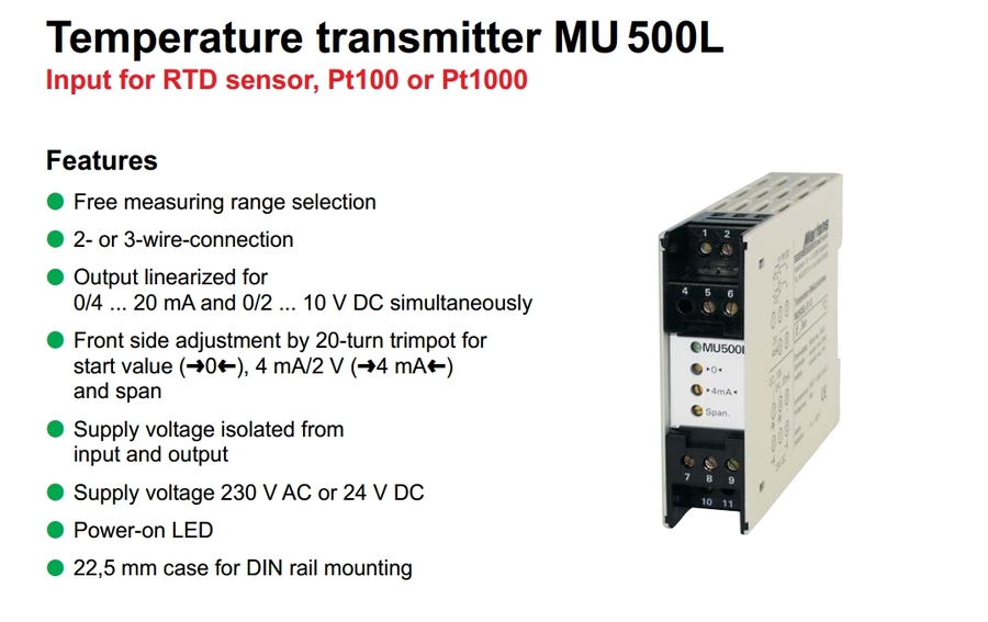 Senseca - MU500系列多量程温度变送器 - 惟恩科技（北京）有限公司